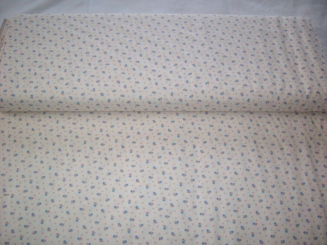 Springmaid "country Heritage", Vintage Fabric, off White W/ Blue ...
