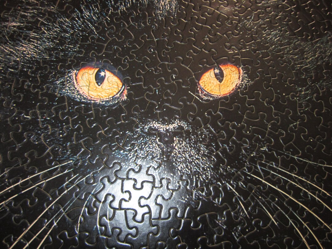 21 X 21 Black Cat Face Puzzle, Mounted on Foam Board , Custom Framed ...