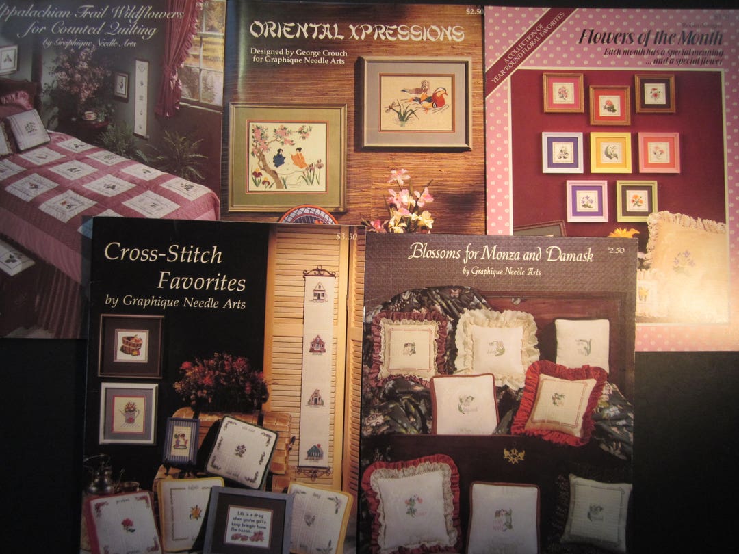 5 Cross Stitch Pattern Booklets, Flowers of the Month, Appalachian ...