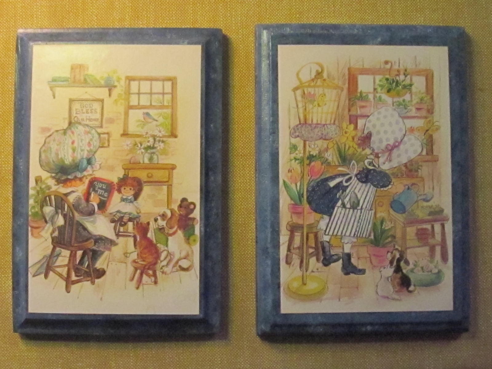 2 handmade decoupage plaques on marbleized wood with child - Etsy 日本