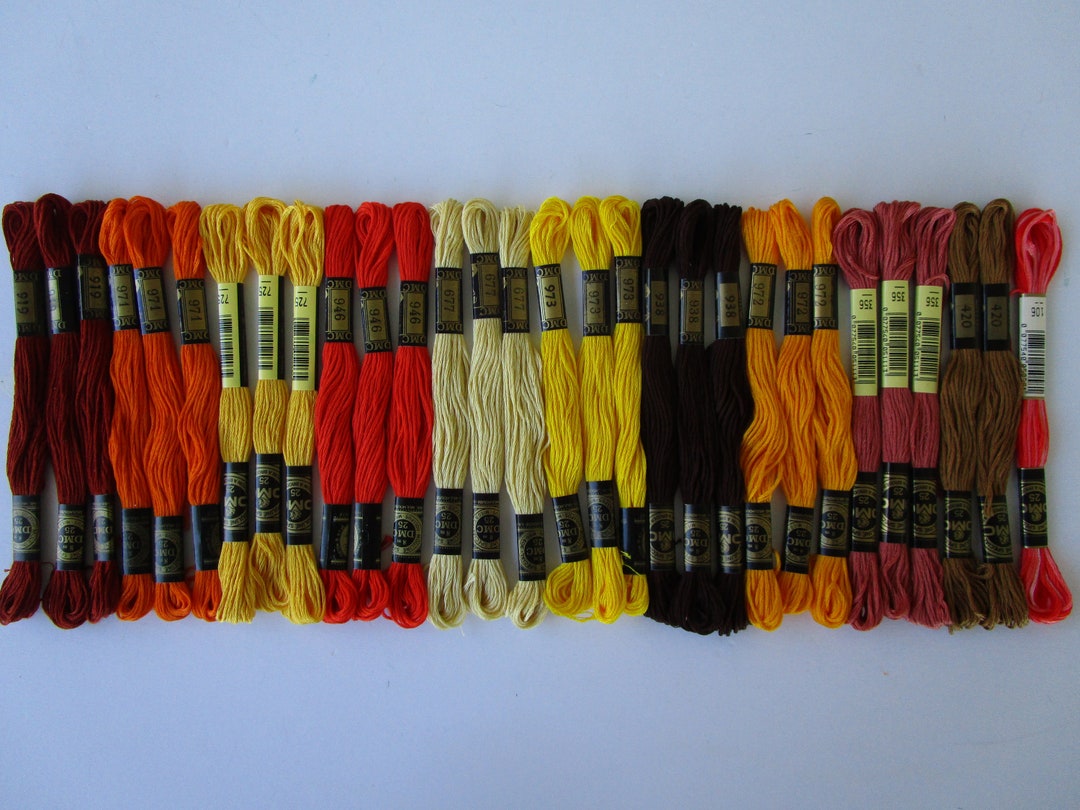 11 Colors Rust Orange Yellow Maize Straw Tan Brown Variegated Red, DMC ...