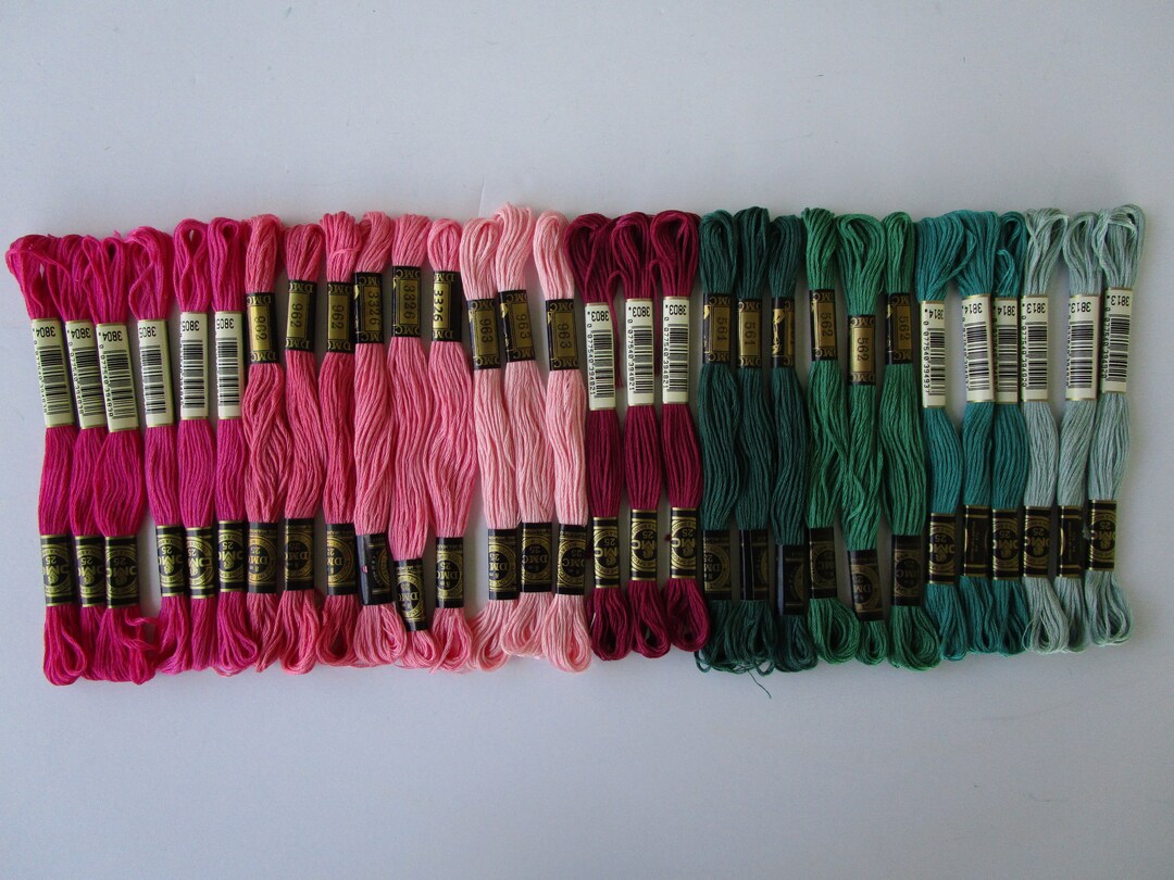 30 Skeins,10 Colors Fuchsia Hot Pink Rose Burgundy Mint Green Teal, DMC ...