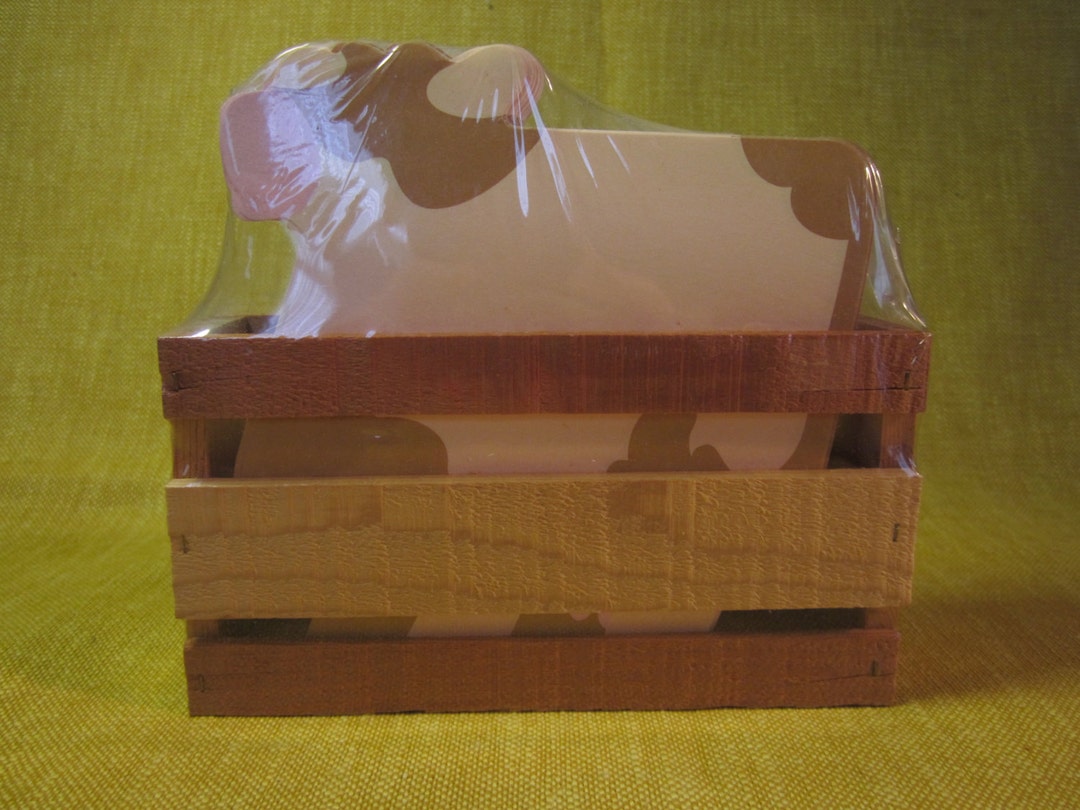 Cow Note Cards in Wood Crate Box, 5"x6", Approximately 100 Cards ...