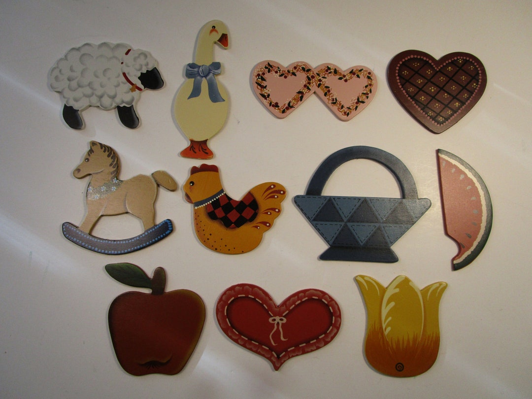 11 Country Folk Pre-painted Wood Cutouts for Crafts or Ornaments,3"-4 ...