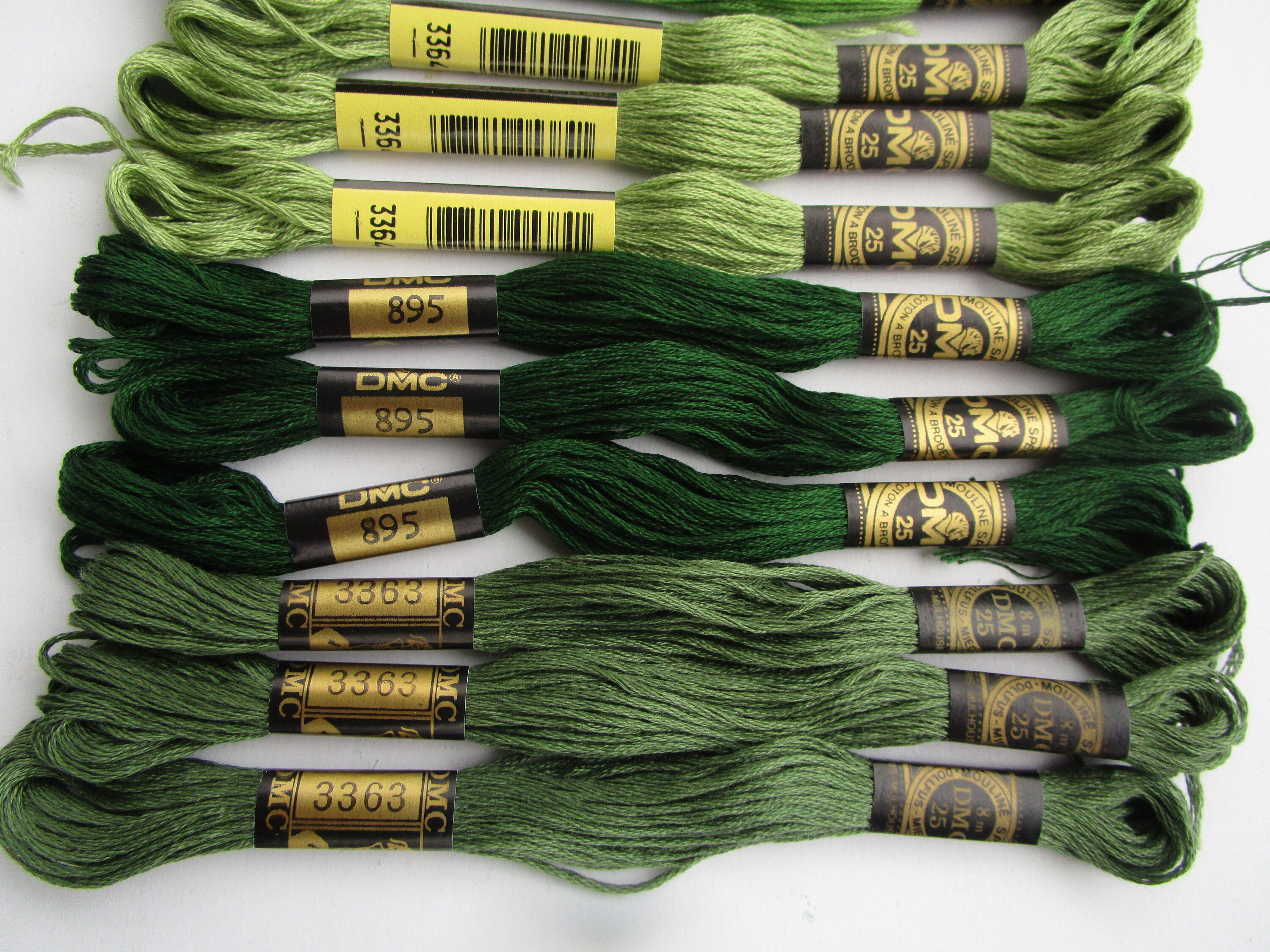 10 shades foliage leaf olive green DMC cross stitch thread 6 | Etsy