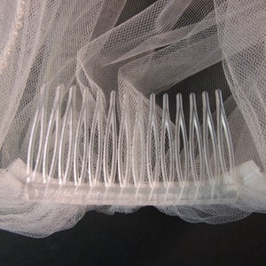 39" White/champagne Tulle Wedding Veil, Handmade, Simple Pearl Edge and ...