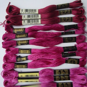 10 Shades Hot Pink Magenta Berry Orchid Burgundy Cross Stitch Thread,30 ...