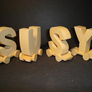 SUSY Wood Letter Name Train, 2x3, Unfinished for Painting, Kids Craft ...
