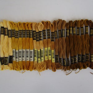 10 Shades Cream,yellow,gold,tan,bronze,brown, 30 Skeins, DMC Cross ...