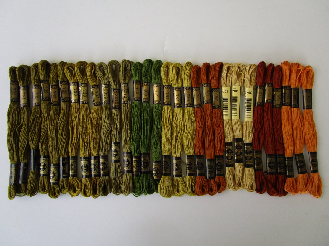 30 Skeins,10 Shades Camouflage Green Brown Rust Orange OD Drab Olive ...