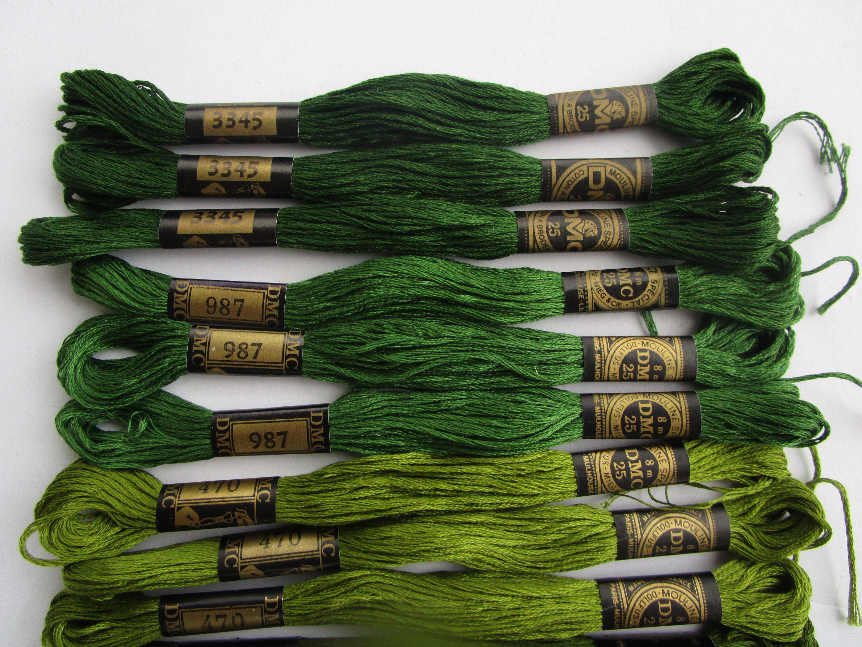 10 shades foliage leaf olive green DMC cross stitch thread 6 | Etsy