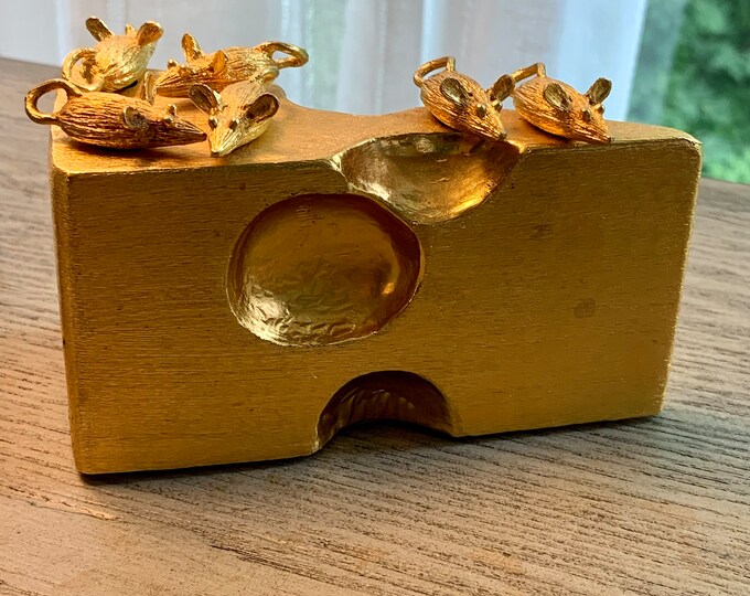 Mid Century Gold Foil Mice on Cheese Serving Picks - Etsy