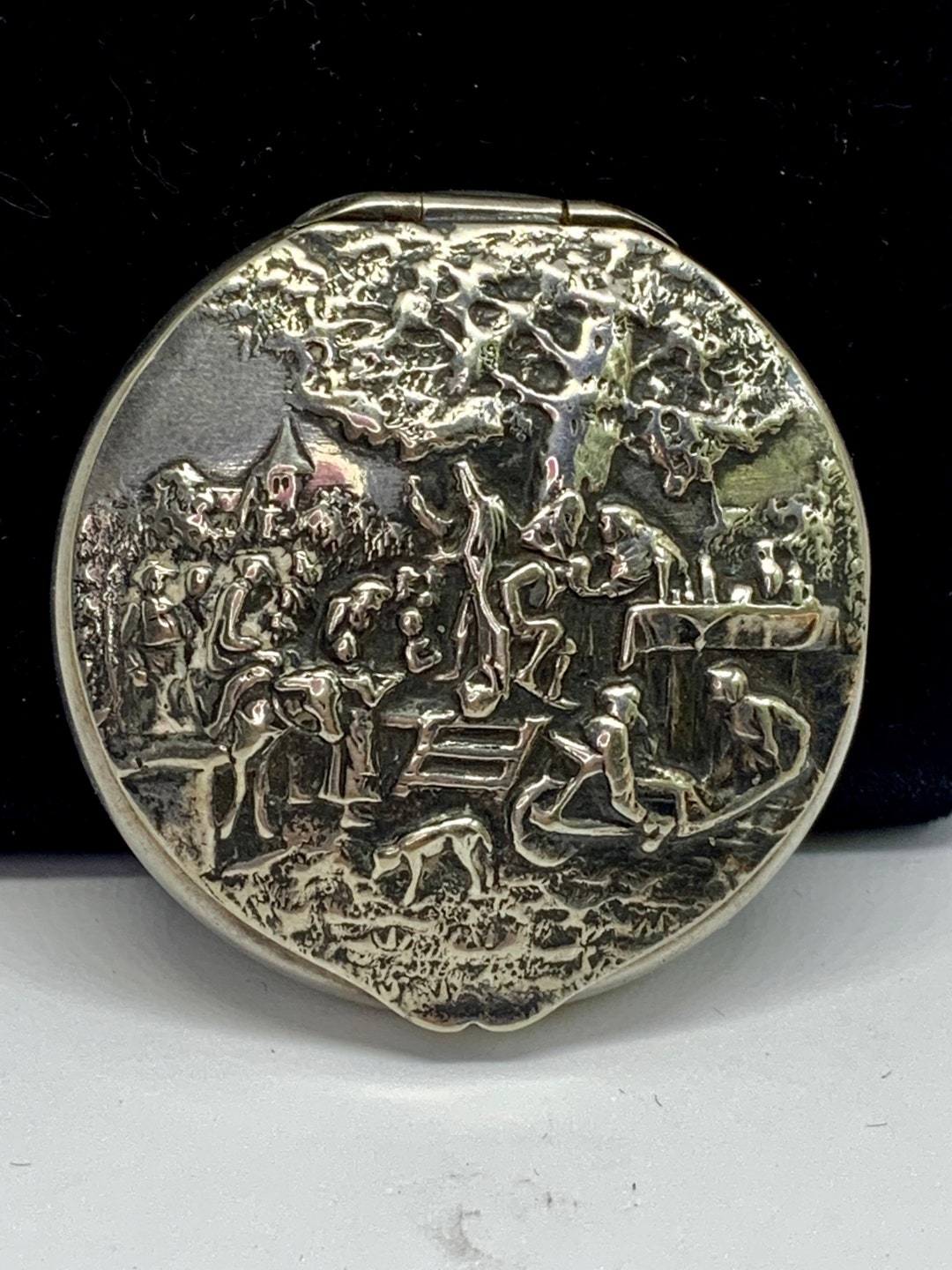 Hans Jensen Denmark Silver Plate Repousse Snuff/pill Box - Etsy