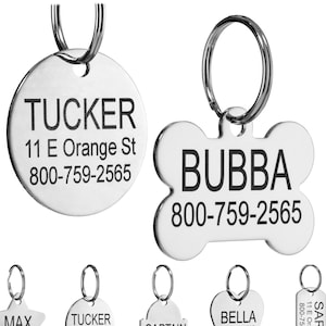 Personalized Pet ID Tag – Custom Engraved Stainless Steel, Durable - Etsy