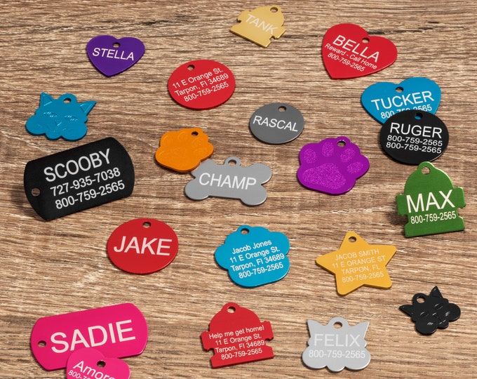 Name Tags for Pets, Polymer Clay Tag, Silent ID Tag, Personalized Dog ...