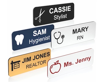 Custom Engraved Name Tag Badges Personalized Identification With Pin or ...