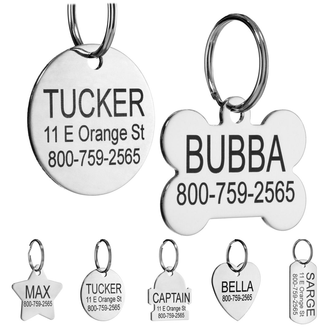 Personalized Pet ID Tag – Custom Engraved Stainless Steel, Durable - Etsy