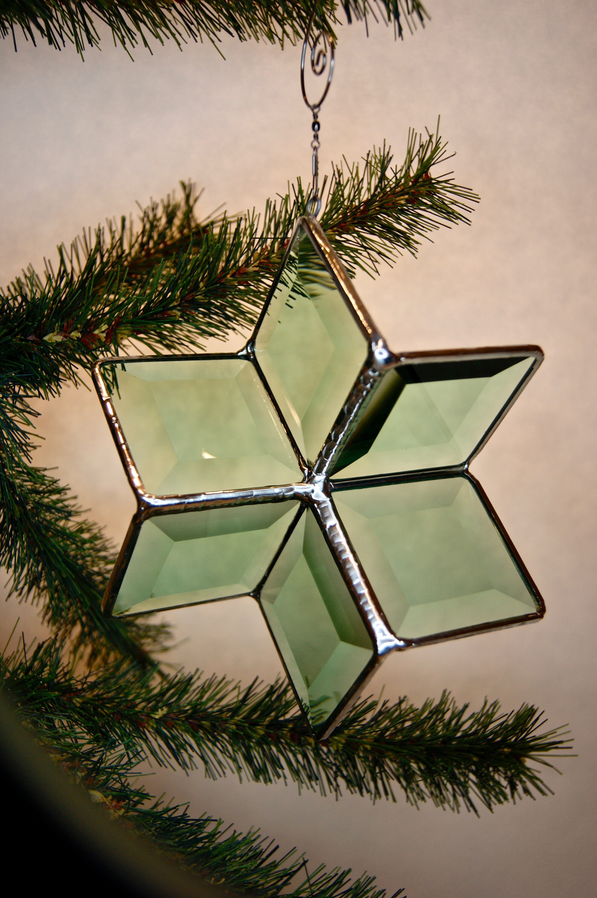 Stained Glass Green Bevel Sun Catcher or Ornament | Etsy