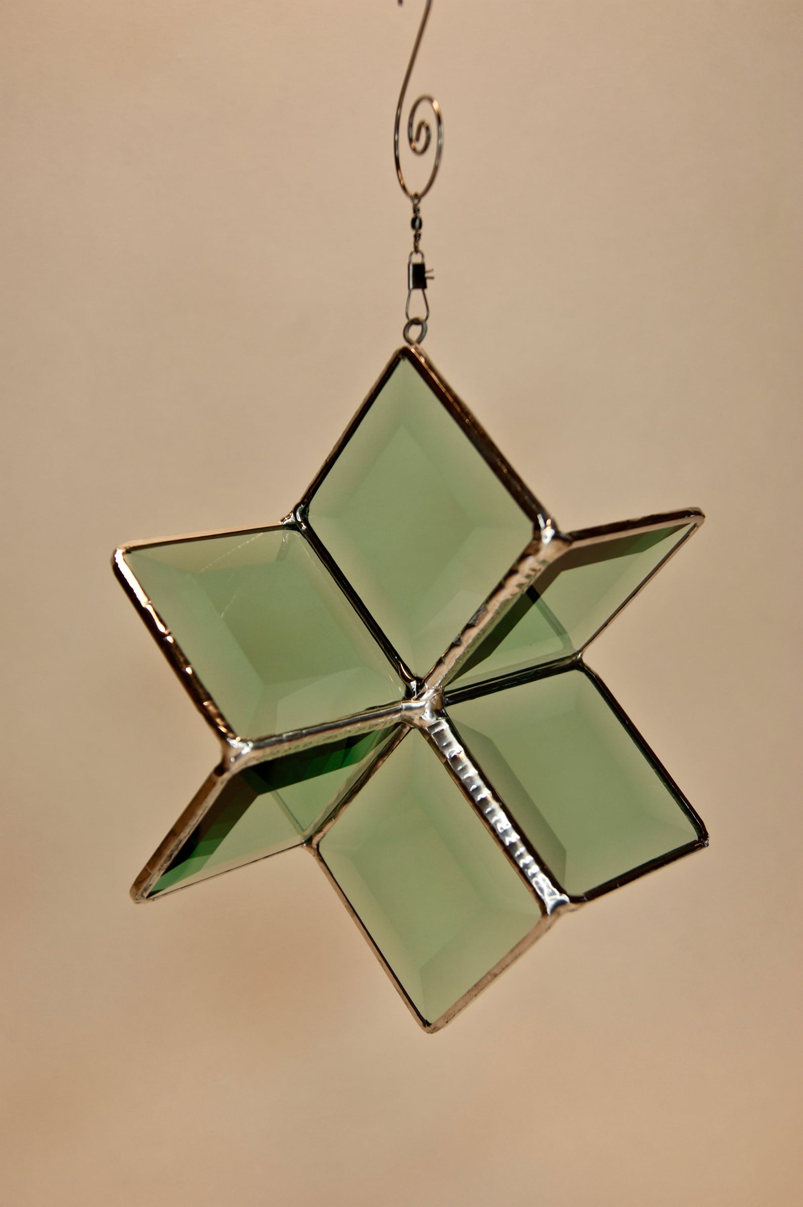 Stained Glass Green Bevel Sun Catcher or Ornament | Etsy