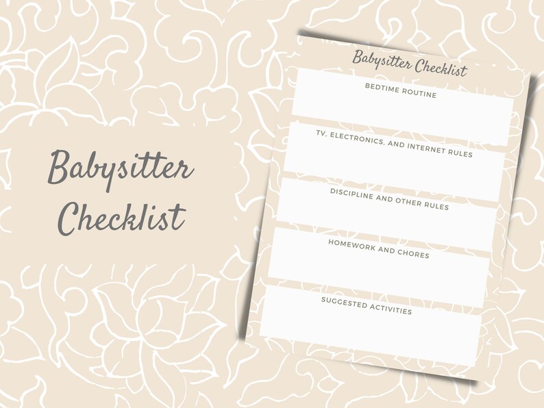 Babysitter Checklist, Emergency Contacts & Important Information Canva ...