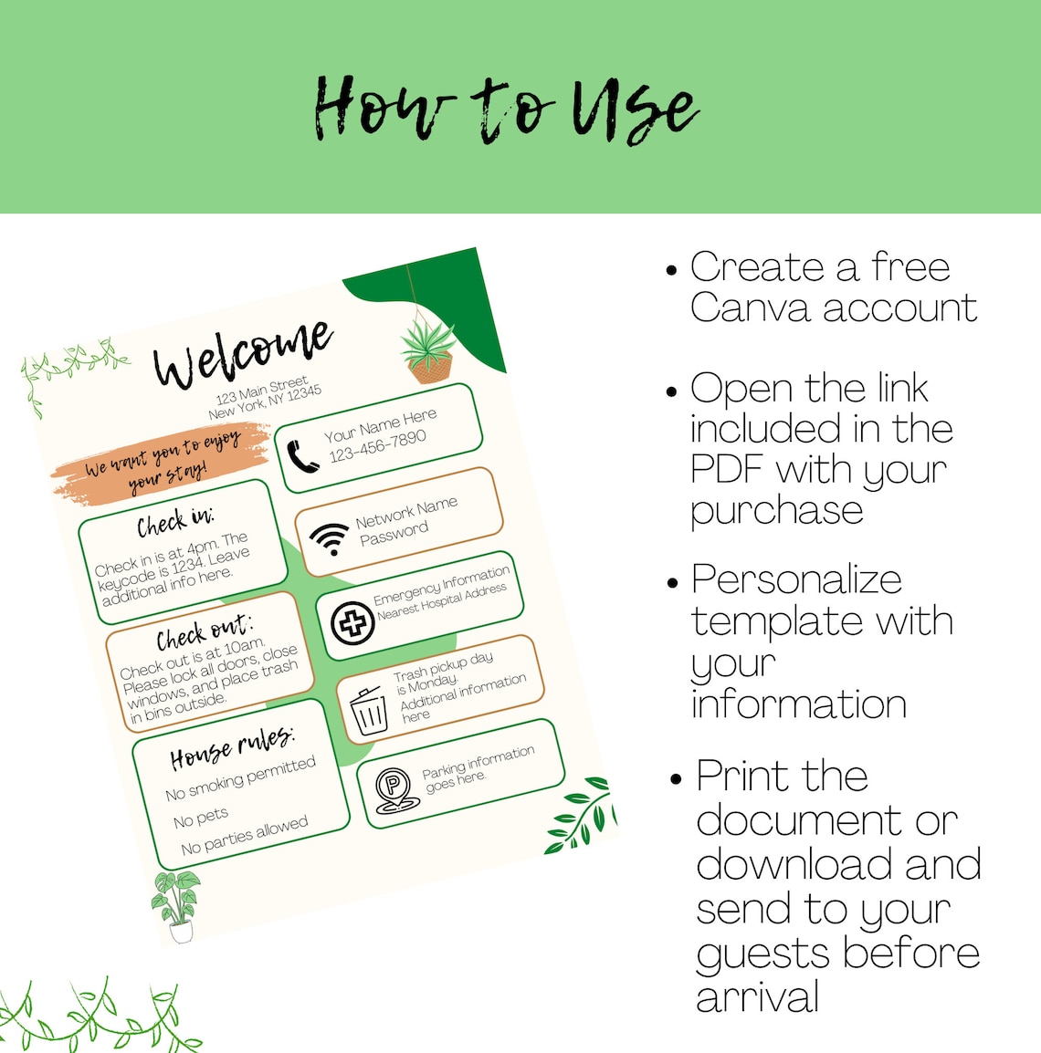 1 Page Welcome Letter for Airbnb or VRBO Hosts and Guests - Editable ...