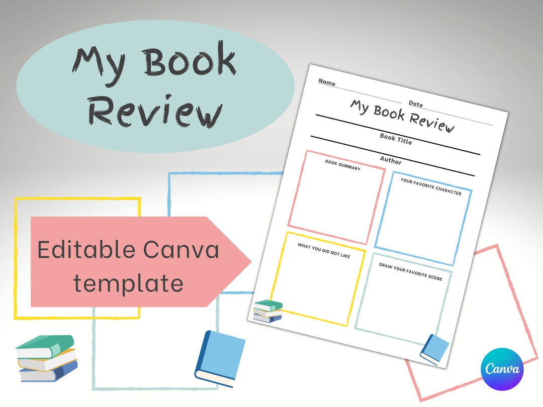 Elementary School Kids Book Review Canva Template - Reading Log - Book ...