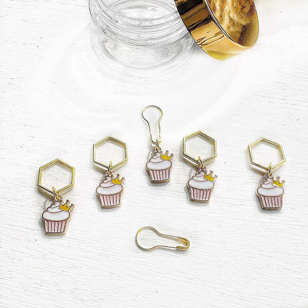 Cupcake Queen Stitch Markers: Enamel Pink Cupcake and Crown Set - Etsy