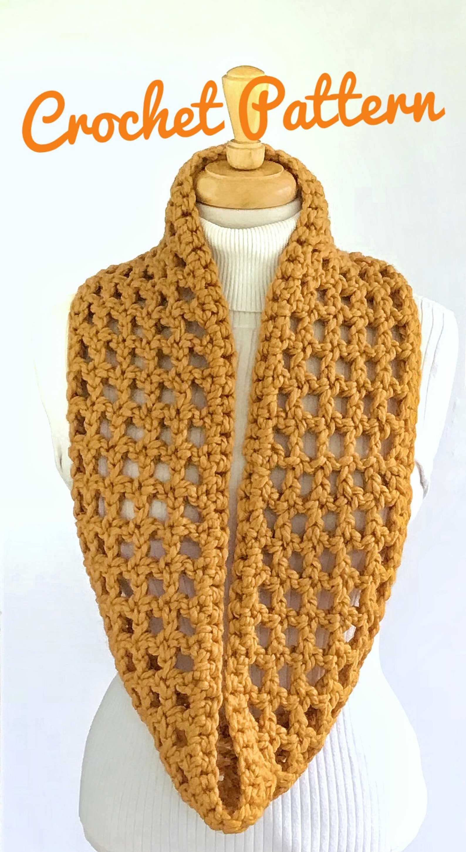 Crochet Pattern-the ATHENA Lace Infinity Scarf-one Hour, One Skein Easy ...