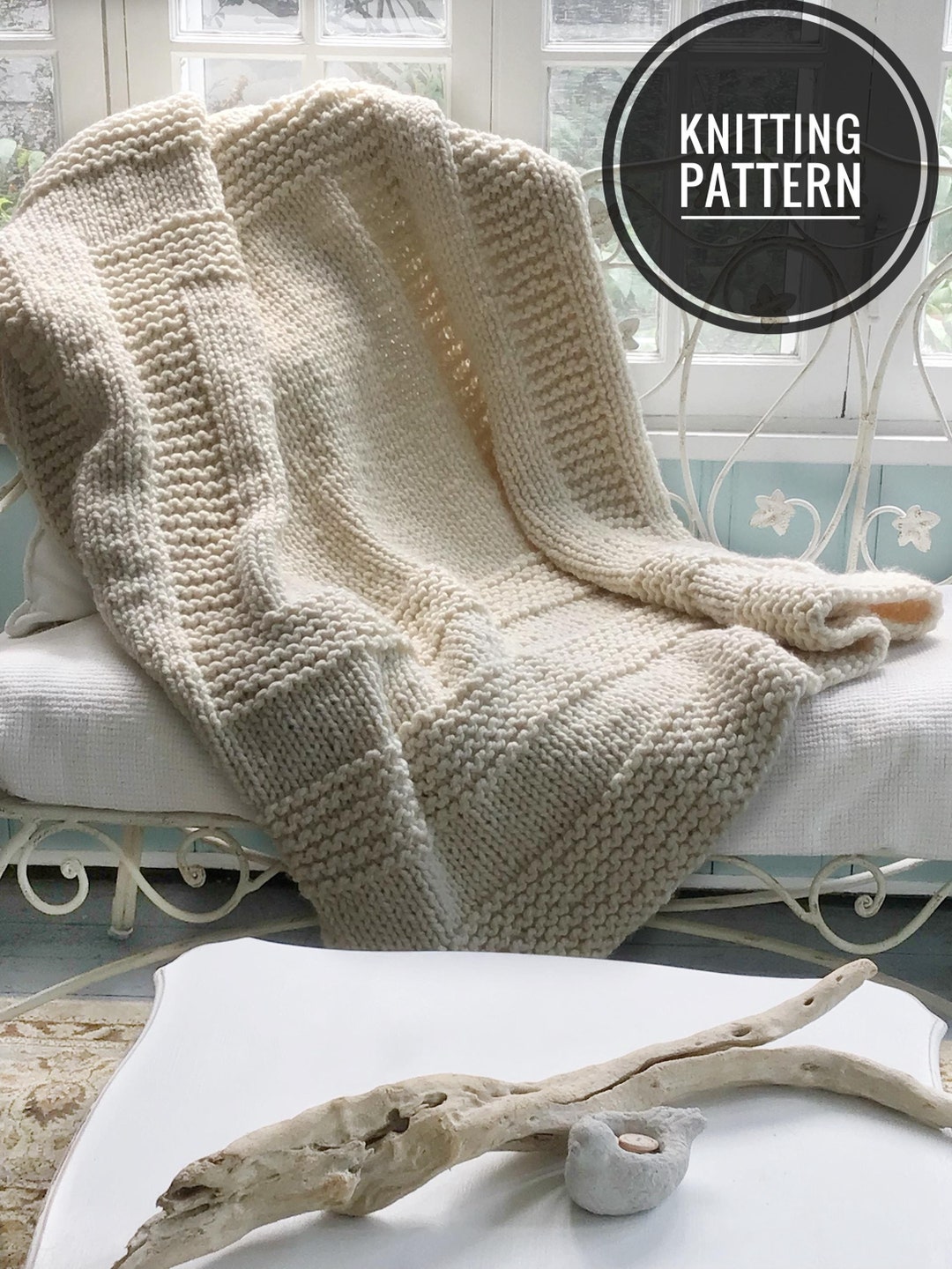 Picture Frame Throw Knitting Pattern: Easy Chunky Blanket Pattern (PDF ...