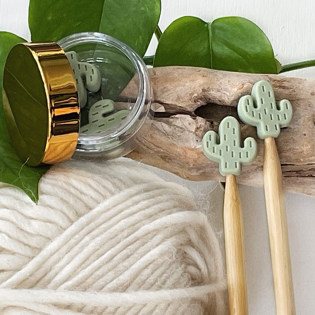 Saguaro Cactus, Set of 2 Cactus Stitch Stoppers, Knitting Needle Point ...