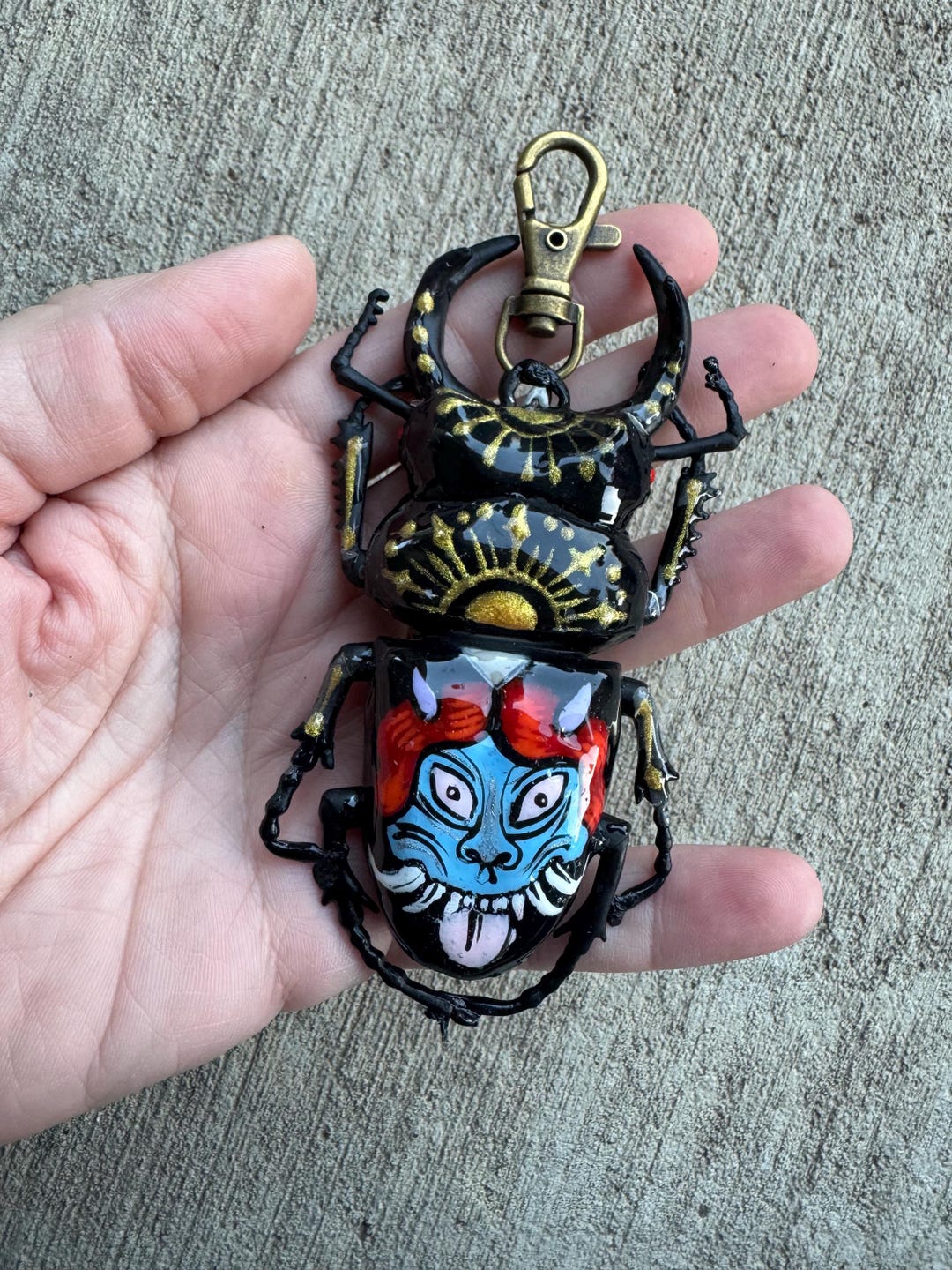 Hand Painted Plastic Beetle KEYCHAIN - Etsy
