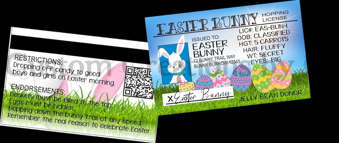 PNG Easter Bunny's Drivers License PNG FILE - Etsy