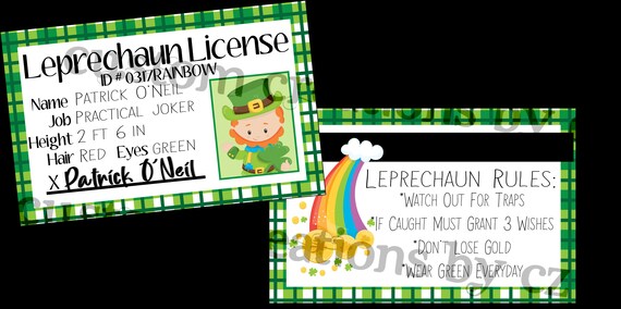 PNG Leprechaun ID for Kids PNG File for Sublimation | Etsy Canada