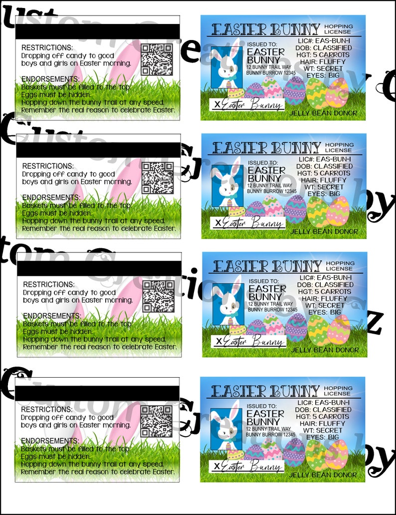 PNG Easter Bunny's Drivers License PNG FILE - Etsy