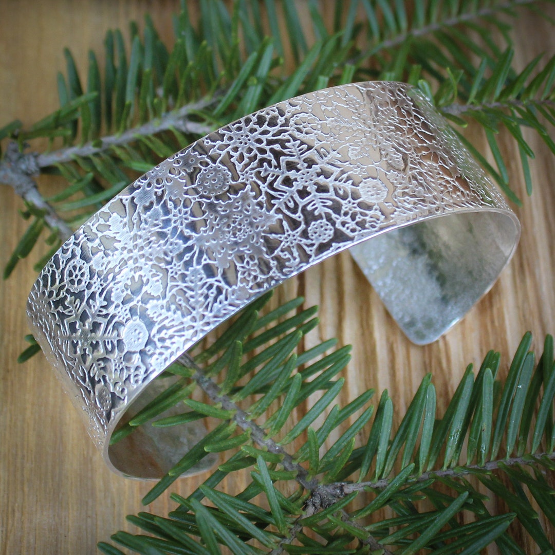 Snowflake Cuff Bracelet in Silver - Etsy
