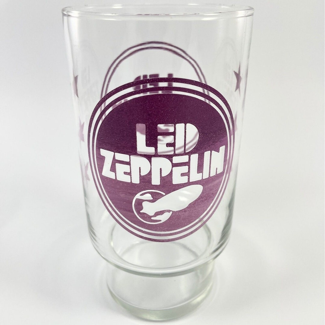 LED ZEPPELIN Vintage 1970's Carnival Glass Beer Mug Jimmy Page Robert ...