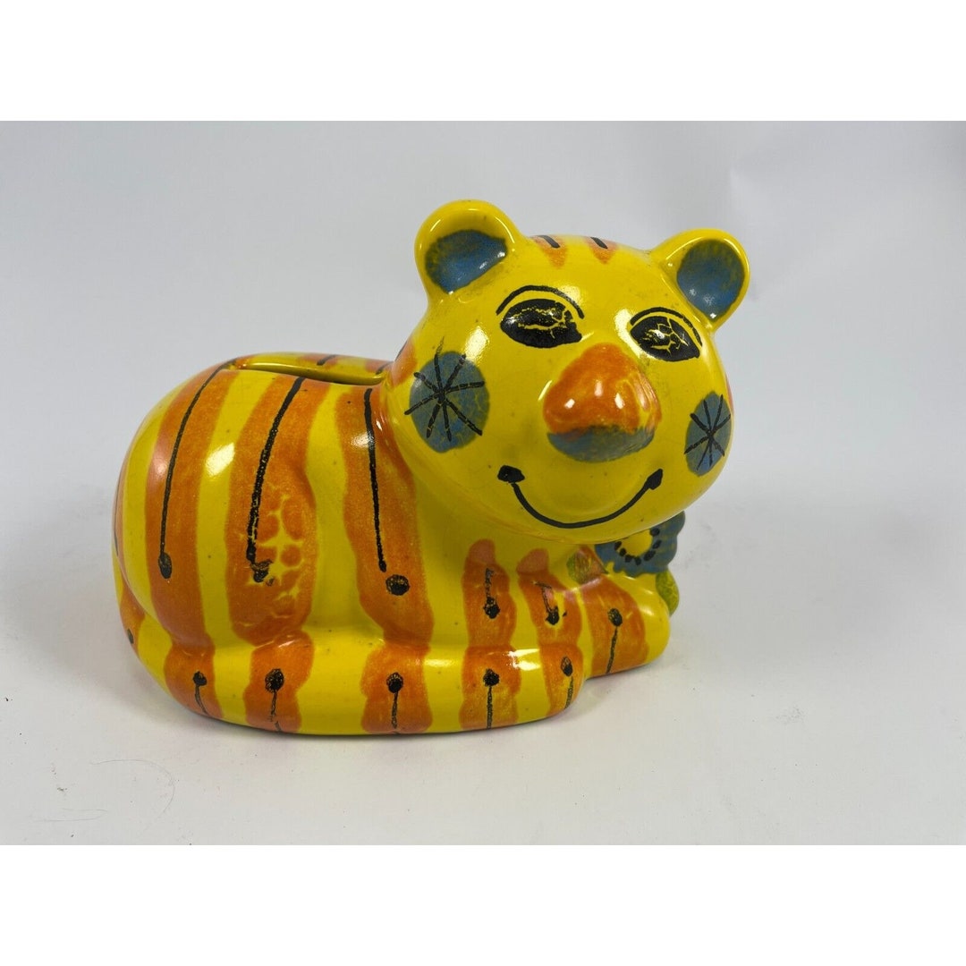 Vintage 1960's Chalkware Tiger Bank - Etsy