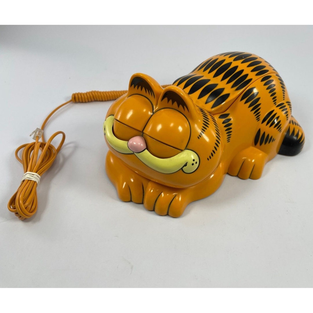 Vintage Garfield Cat TYCO 80s Landline Telephone Eyes Open Close Tested ...