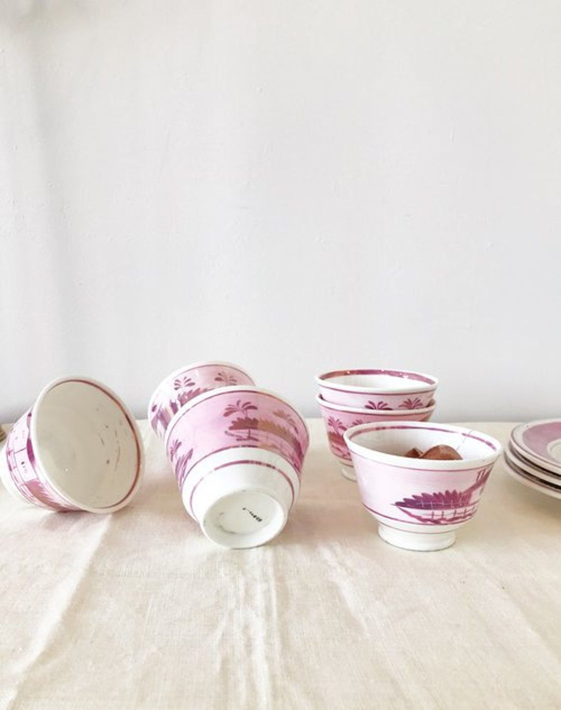 Antique Ceramic | Sunderland Dishes | Pink Lustreware | Tea Bowls ...