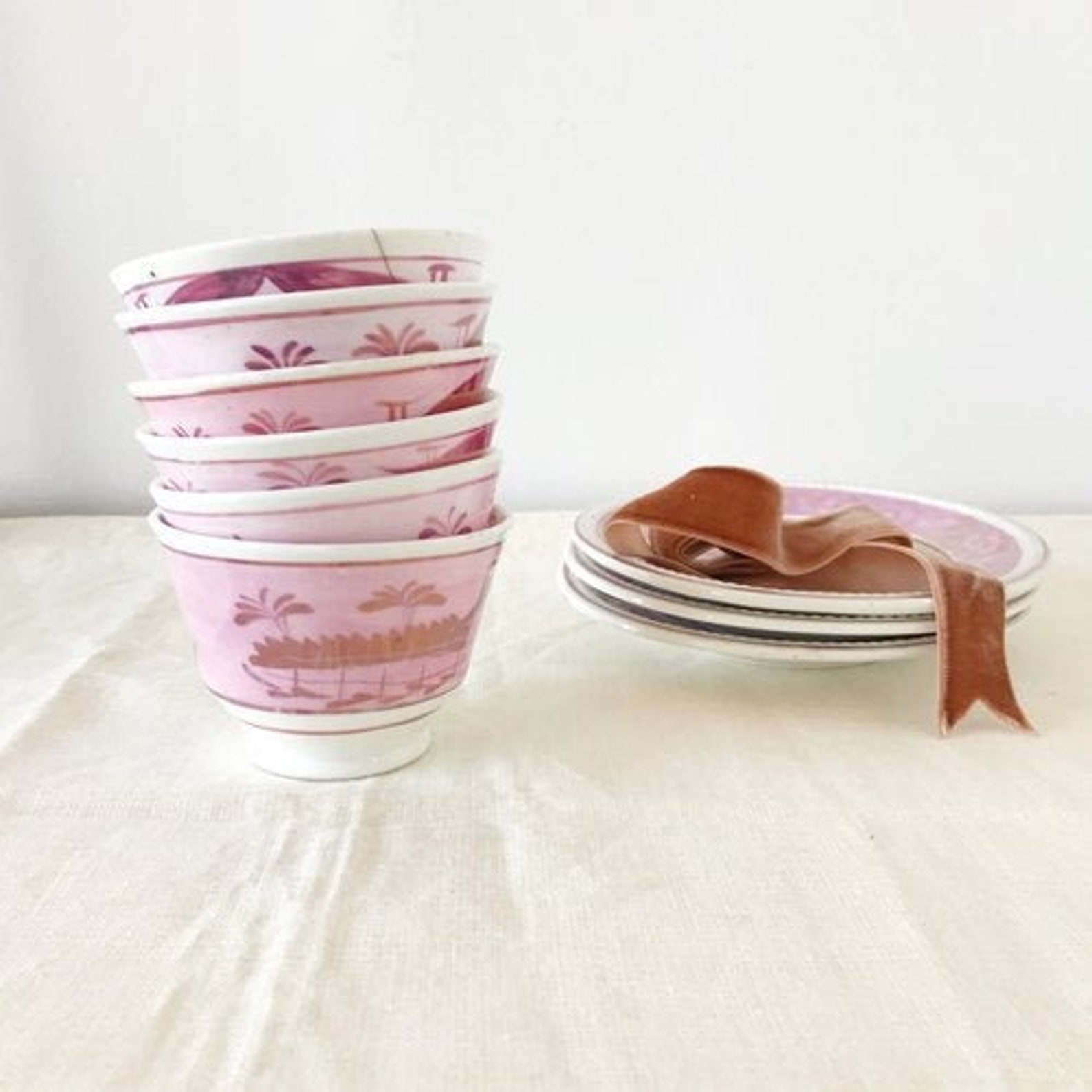 Antique Ceramic Sunderland Dishes Pink Lustreware Tea - Etsy