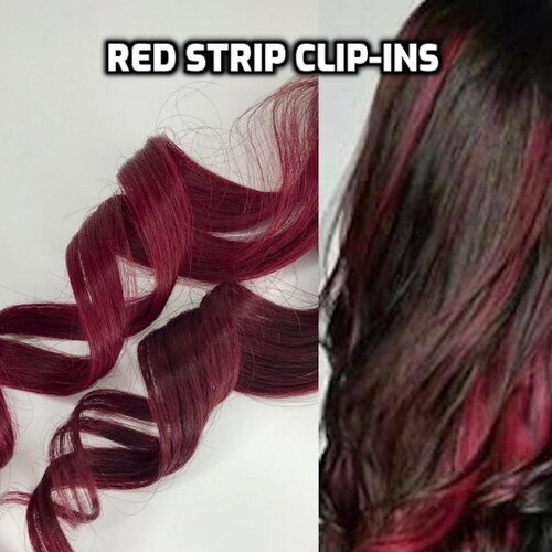 100% Human Hair Cherry Red Strip Clip-in Extension 16 - Etsy