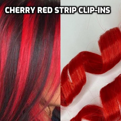 100% Human Hair Bright Red Strip Clip-in Extensions Streaks - Etsy Canada