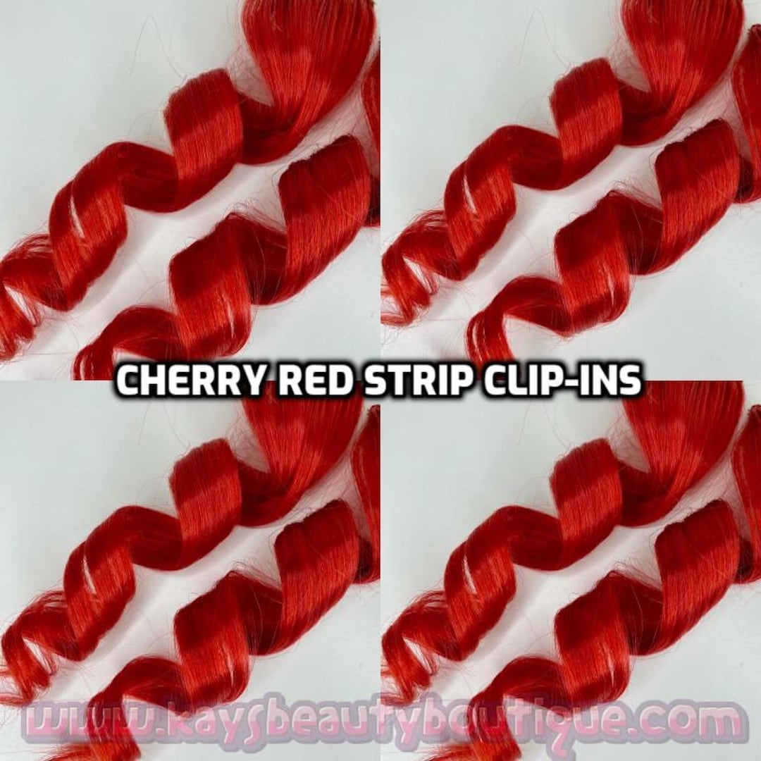 100% Human Hair Cherry Red Strip Clip-in Extension 16" Streaks 1pc - Etsy
