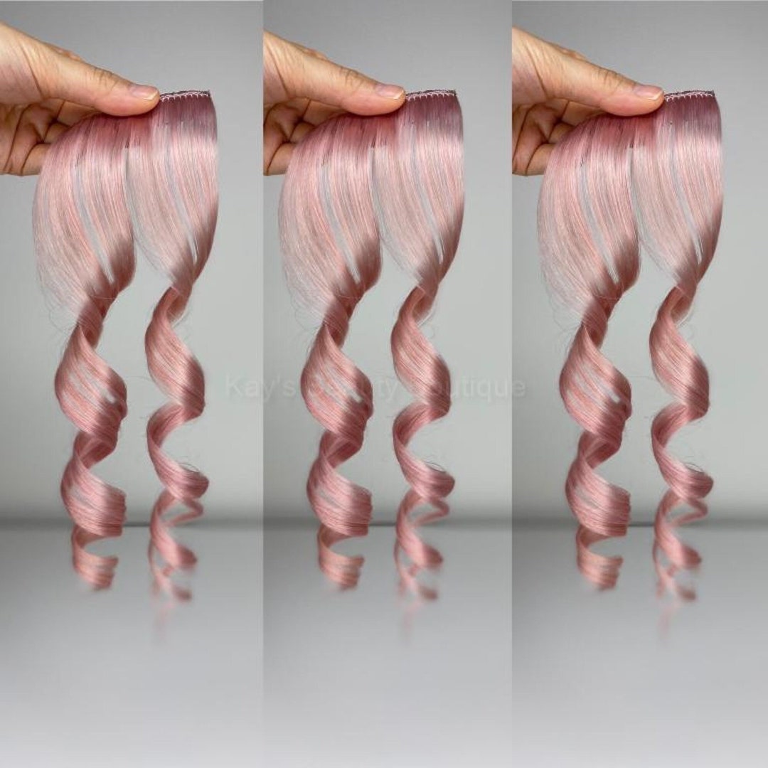 Pastel Pink Strip Clip-ins 100% Human Hair 16" Streaks 1pc - Etsy