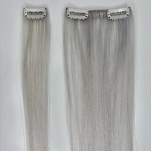 Clip-ins White Light Silver Gray Icy White 100% Human Hair Hand-made ...