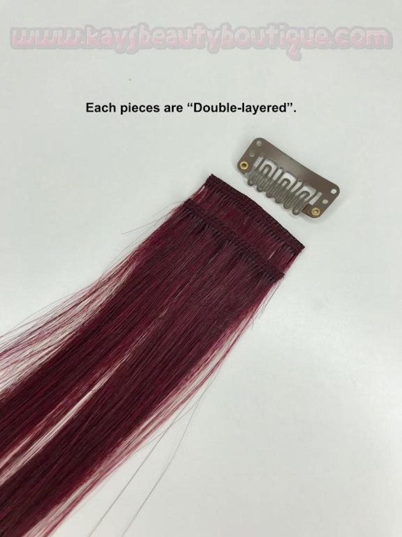 100% Human Hair Bright Red Strip Clip-in Extensions Streaks 1pc - Etsy ...