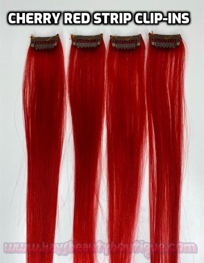 100% Human Hair Cherry Red Strip Clip-in Extension 16 - Etsy