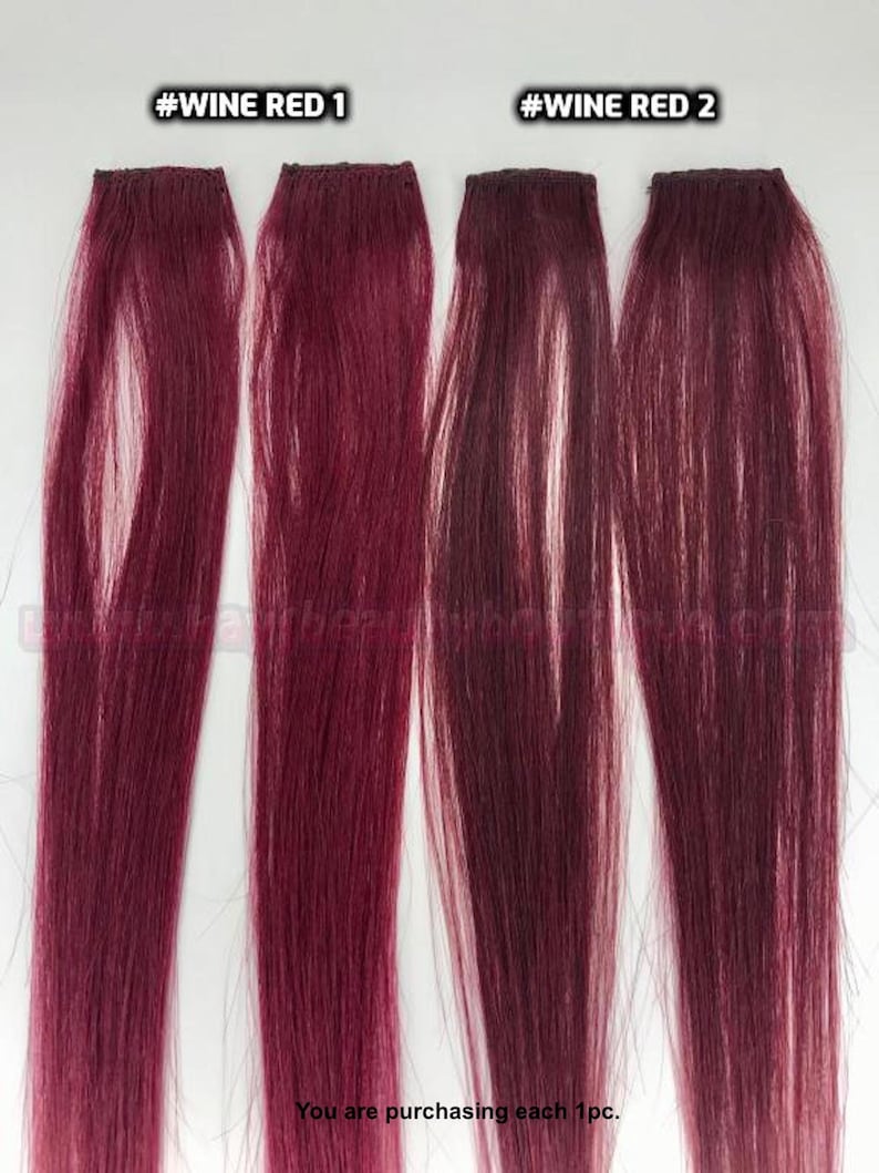 100% Human Hair Bright Red Strip Clip-in Extensions Streaks 1pc - Etsy ...