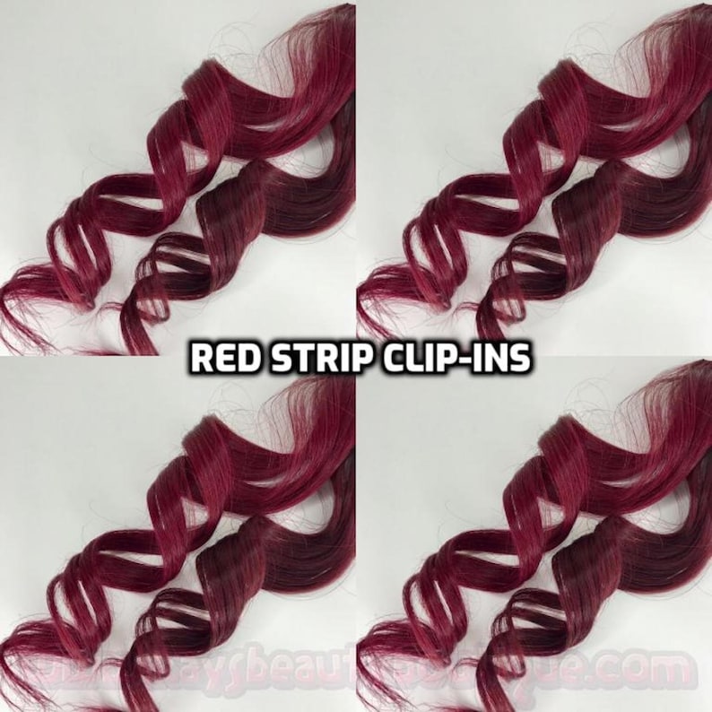 100% Human Hair Bright Red Strip Clip-in Extensions Streaks 1pc - Etsy ...
