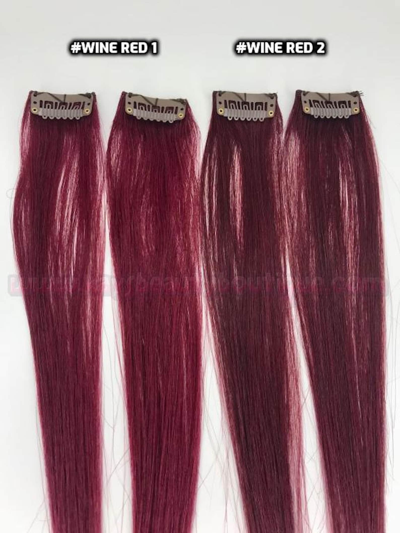 100% Human Hair Bright Red Strip Clip-in Extensions Streaks 1pc - Etsy